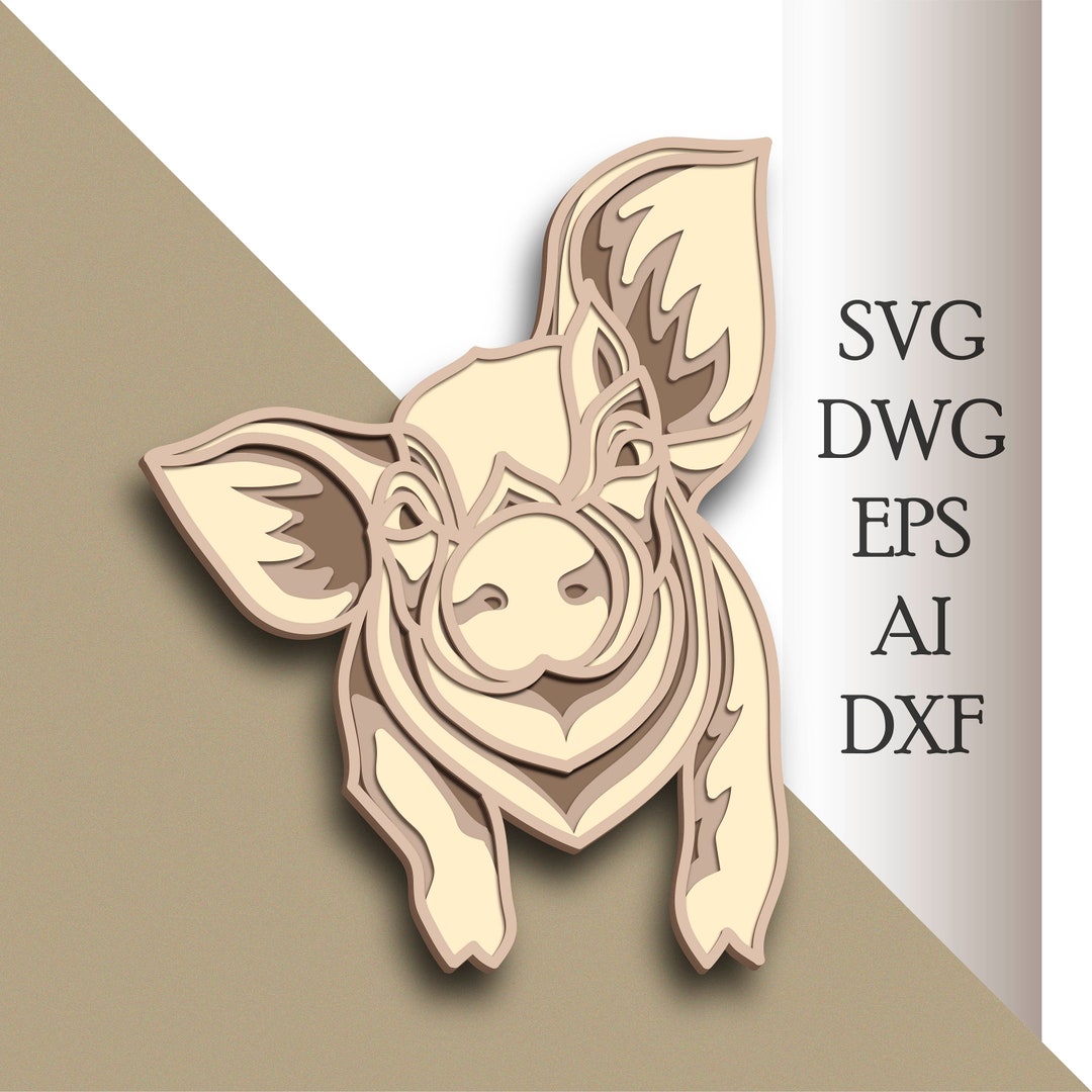 Pig Multilayer SVG/ Pig Cut File/ 3D Layer/ Plywood Cutting/ Paper ...