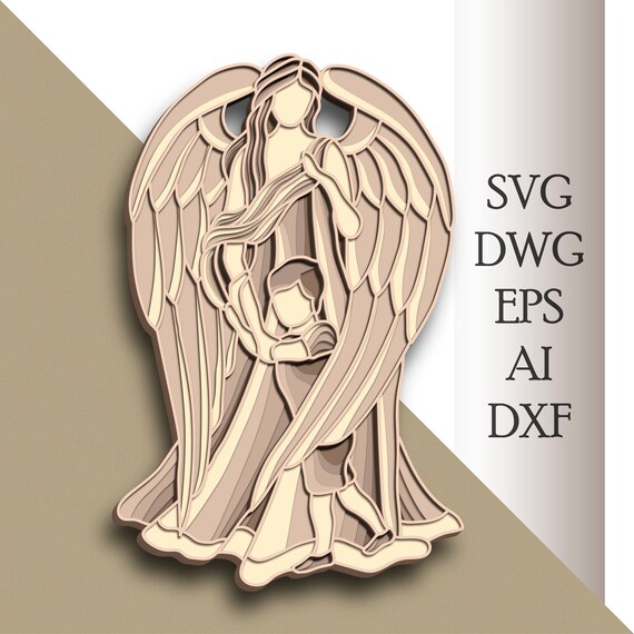 Angel DXF Angel 3D Layer SVG/ Angel 3D mandala/ Angel paper cut ...