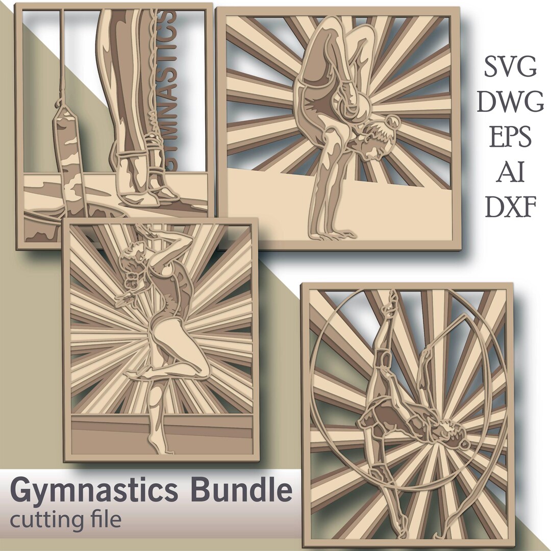 Gymnastics Bundle Multilayer Svg/ Gymnastics Bundle Cut File/ 3D Layer ...