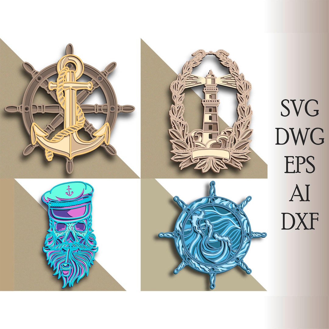 Marine Bundle Multilayer SVG/ Marine Bundle Cut File/ 3D Layer/ Plywood ...