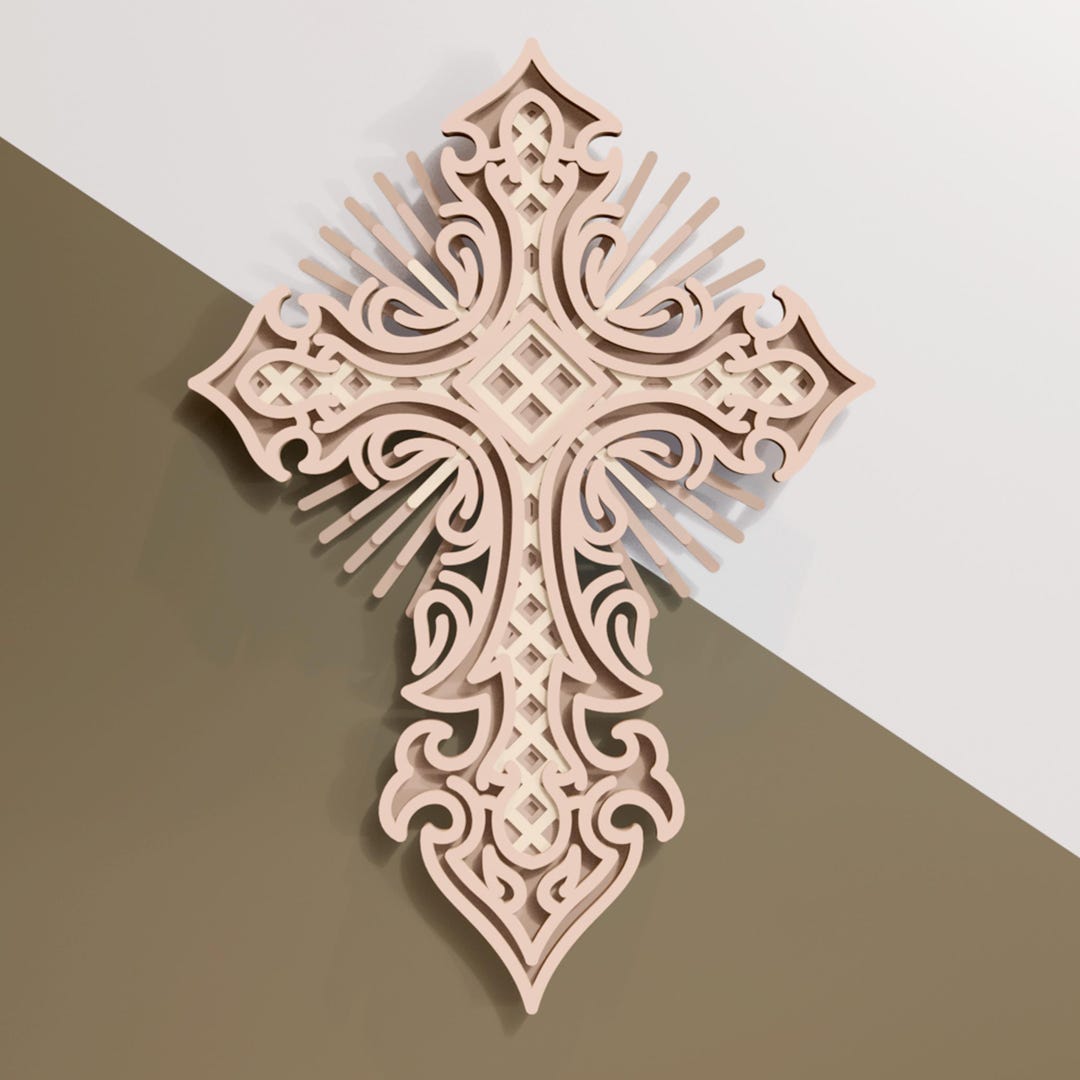 Cross Multilayer SVG. Laser Cut File. Layer Construction. Plywood ...
