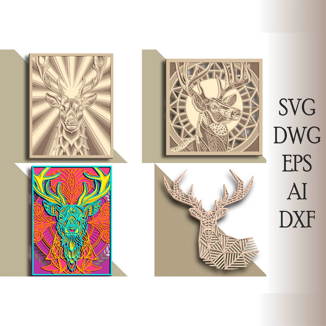 Deer Bundle Multilayer SVG/ Deer Bundle Cut File/ 3D Layer/ Plywood Cutting/ Paper Cutting/ SVG ...