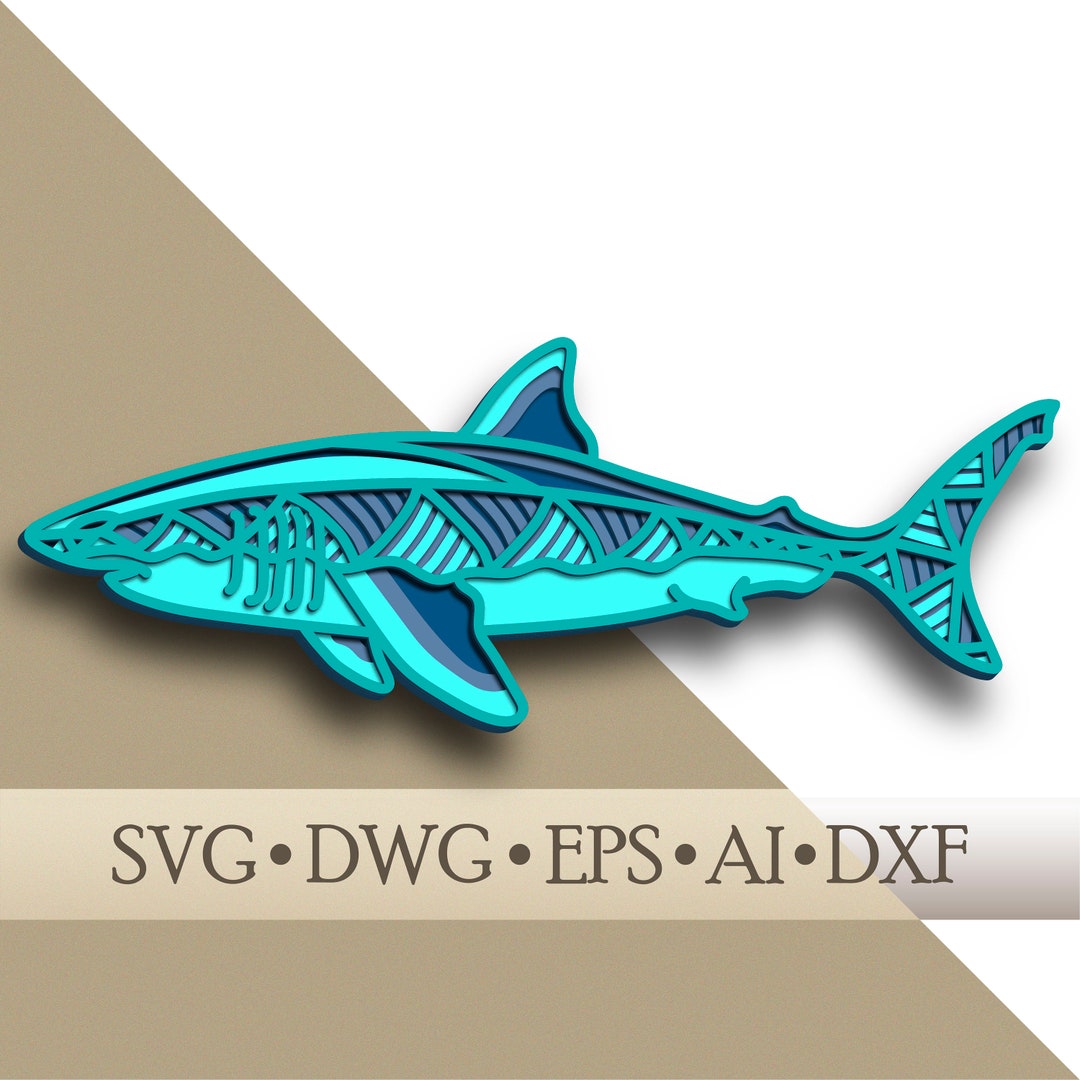 Shark Multilayer SVG/ Shark Cut File/ 3D Layer/ Plywood Cutting/ Paper ...