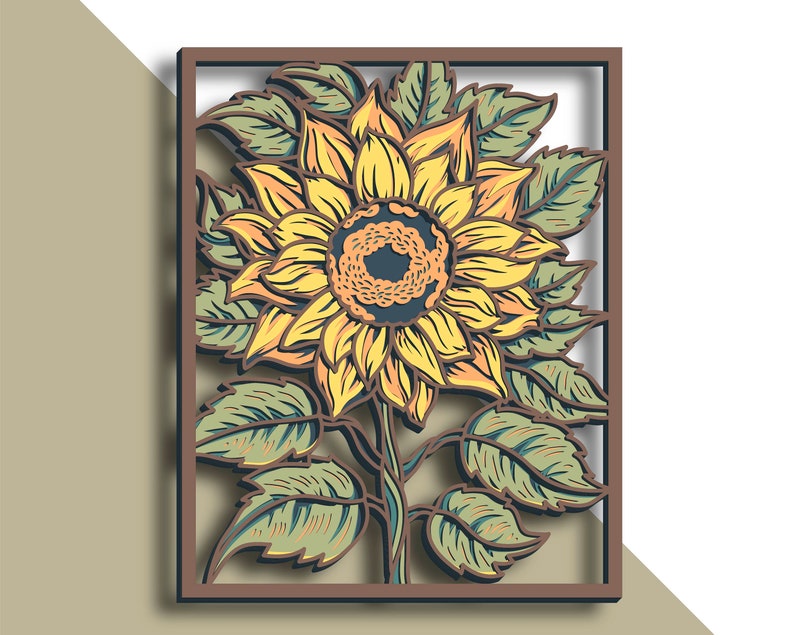 3D Sunflower Multilayer SVG. Laser Cut File. Layer Construction ...