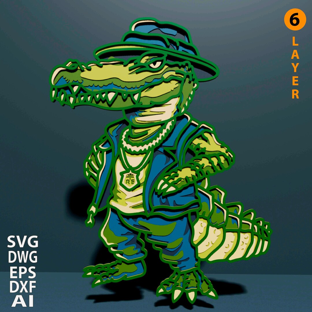 Aligator Multilayer SVG. Laser Cut File. Layer Construction. Plywood ...