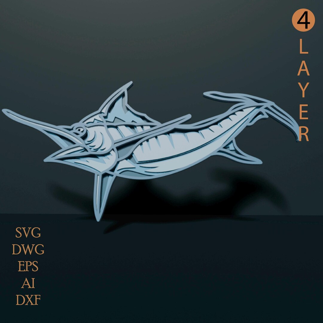 Swordfish Multilayer SVG. Laser Cut File. Layer Construction. Plywood ...