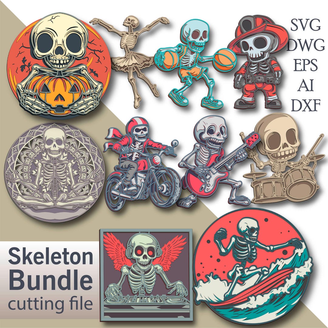 Skeleton Bundle Multilayer SVG/ Skeleton Mandala Cut File/ 3D Layer ...
