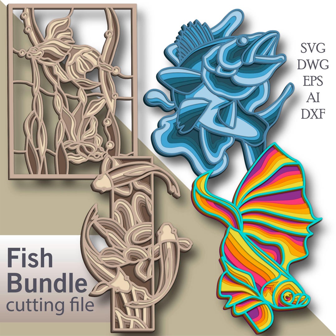 Fish Bundle Multilayer Svg/ Fish Bundle Laser Cut File/ 3D Layer ...