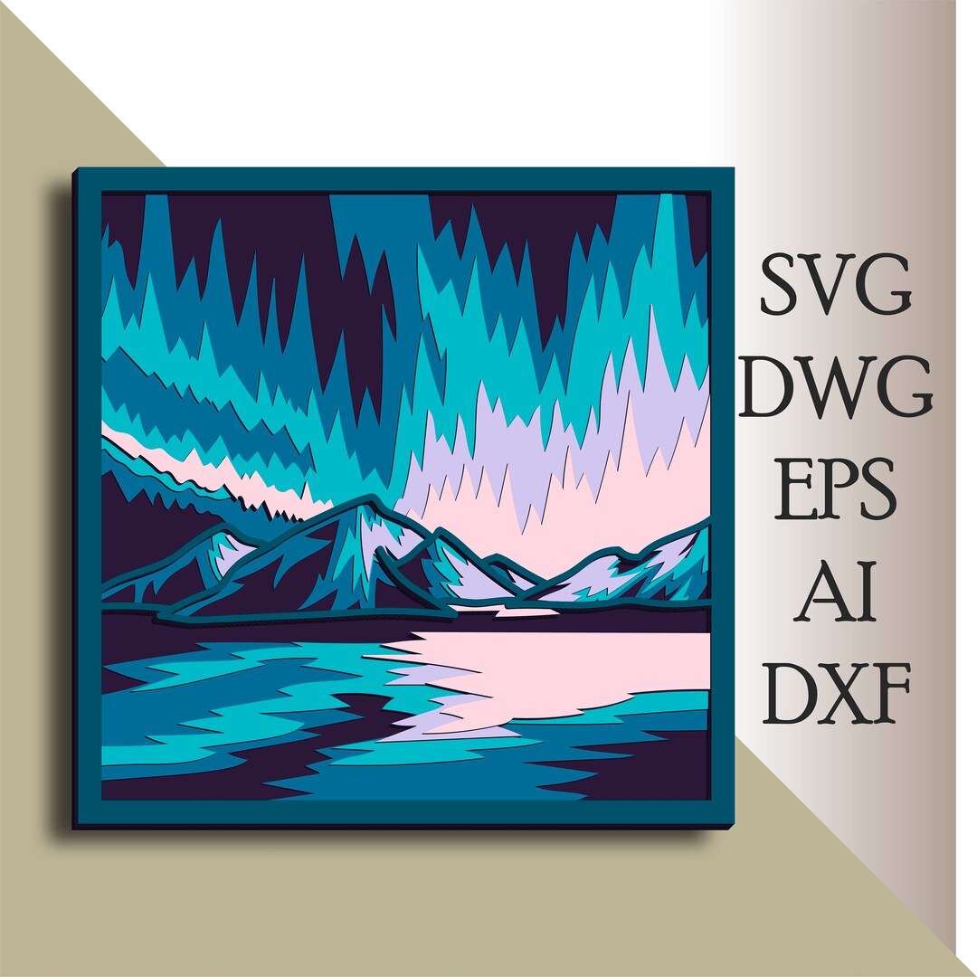 Nature Northern Lights 3D Multilayer SVG/ Northern Lights Cut File/ 3D ...