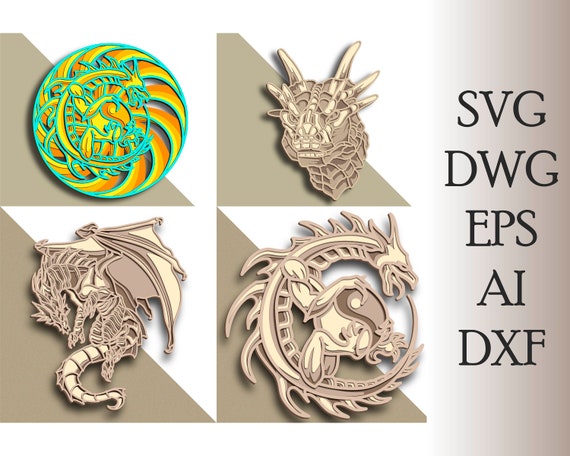 Dragon Bundle Multilayer SVG/ Dragon Bundle Cut File/ 3D - Etsy