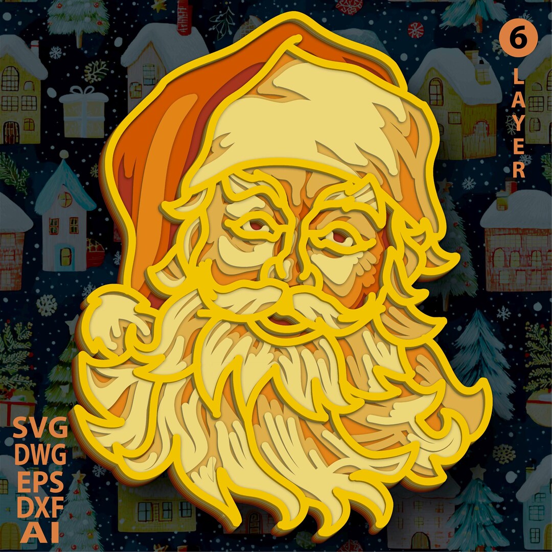 Santa Multilayer SVG. Laser Cut File. Layer Construction. Plywood ...