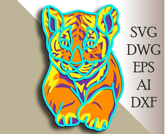 Drawing & Illustration Tiger head multilayer SVG/ Tiger cut file/ 3D ...