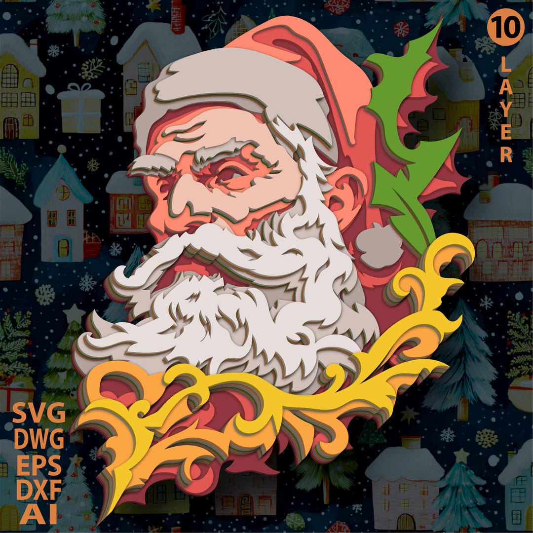 Santa Claus Multilayer SVG/ Santa Claus Cut File/ 3D Layer/ Plywood ...