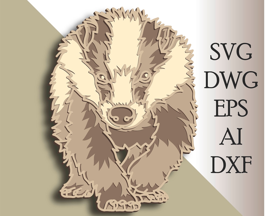 Badger Multilayer SVG/ Badger Cut File/ 3D Layer/ Plywood Cutting ...