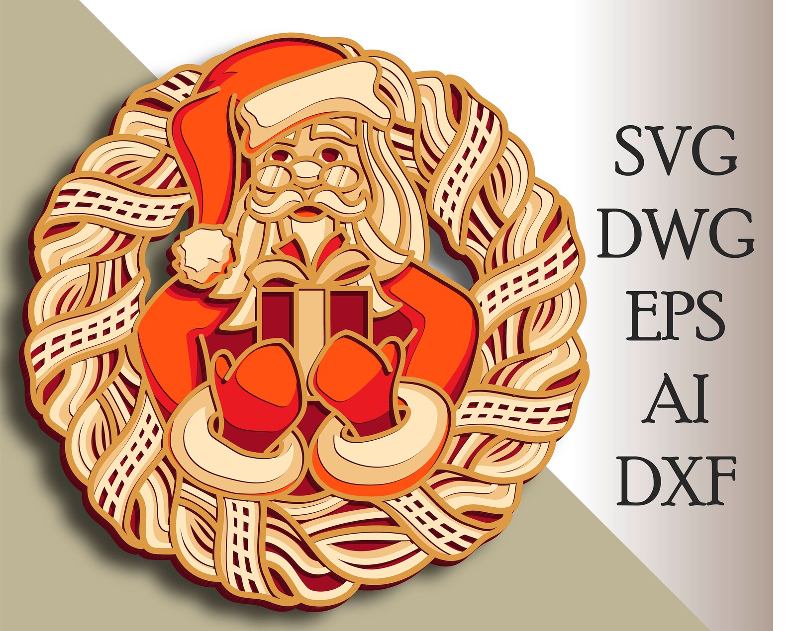 Santa Multilayer SVG/ Santa Cut File/ 3D Layer/ Plywood | Etsy