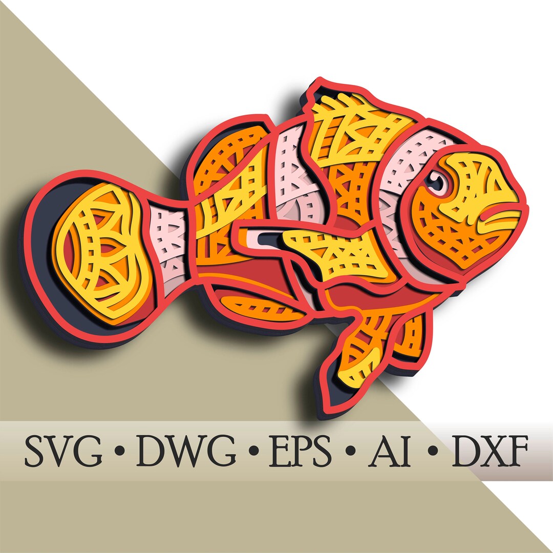 Clown Fish Multilayer SVG/ Clown Fish Cut File/ 3D Layer/ Plywood ...
