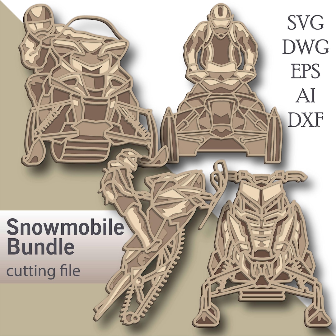 Snowmobile Bundle Multilayer Svg/ Snowmobile Bundle Cut File/ 3D Layer ...