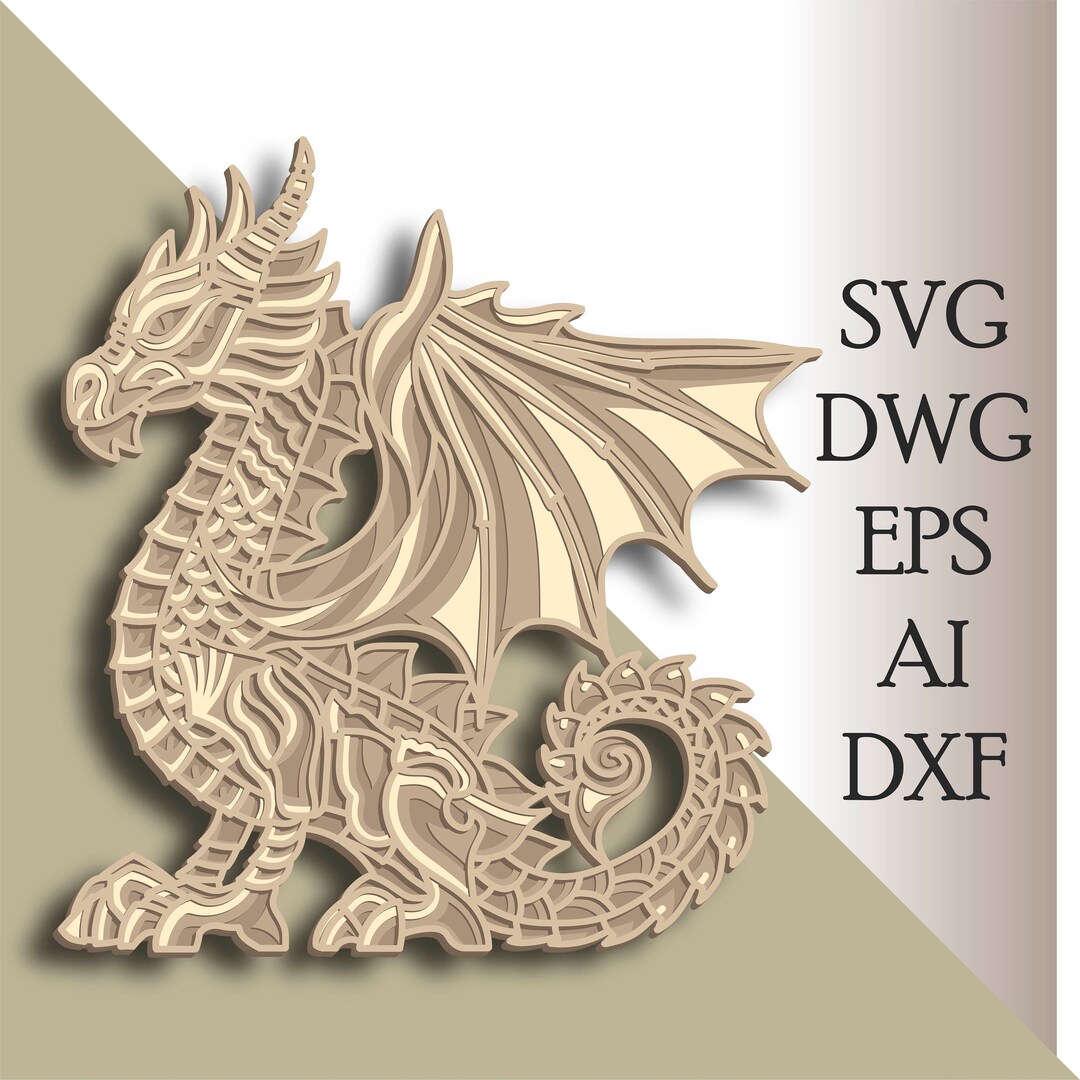 Dragon Multilayer SVG/ Dragon Cut File/ 3D Layer/ Plywood Cutting ...