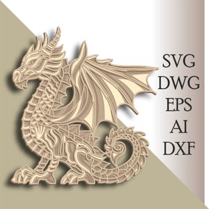 Dragon Multilayer SVG/ Dragon Cut File/ 3D Layer/ Plywood Cutting ...