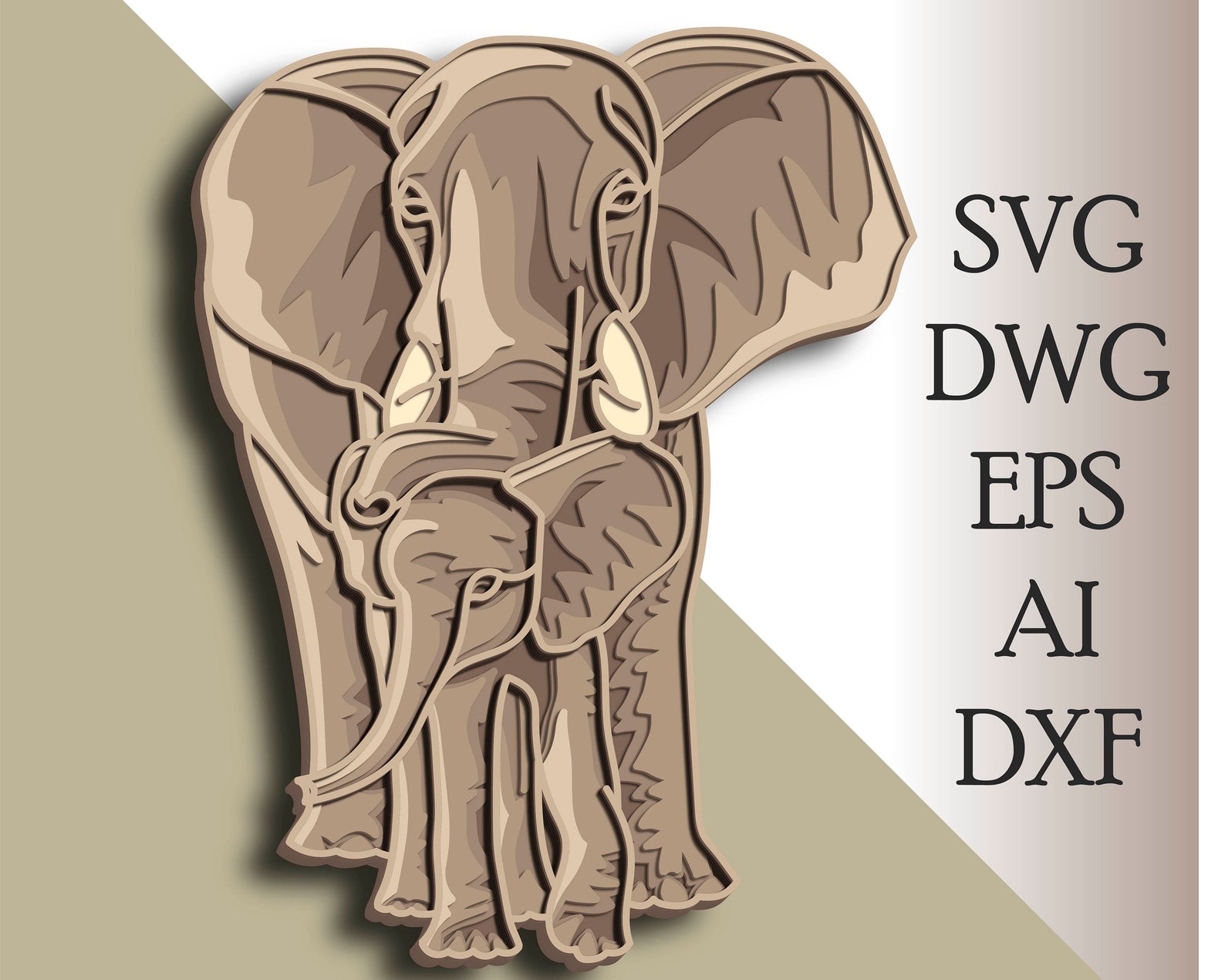 Elephant Multilayer SVG/ Elephant Cut File/ 3D Layer/ Plywood - Etsy