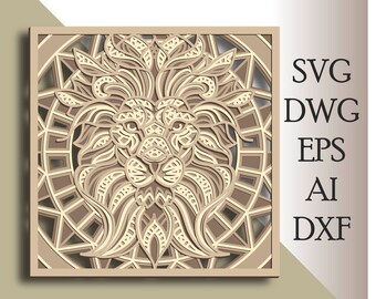 Lion Multilayer SVG/ Lion Cut File/ 3D Layer/ Plywood Cutting/ Paper ...