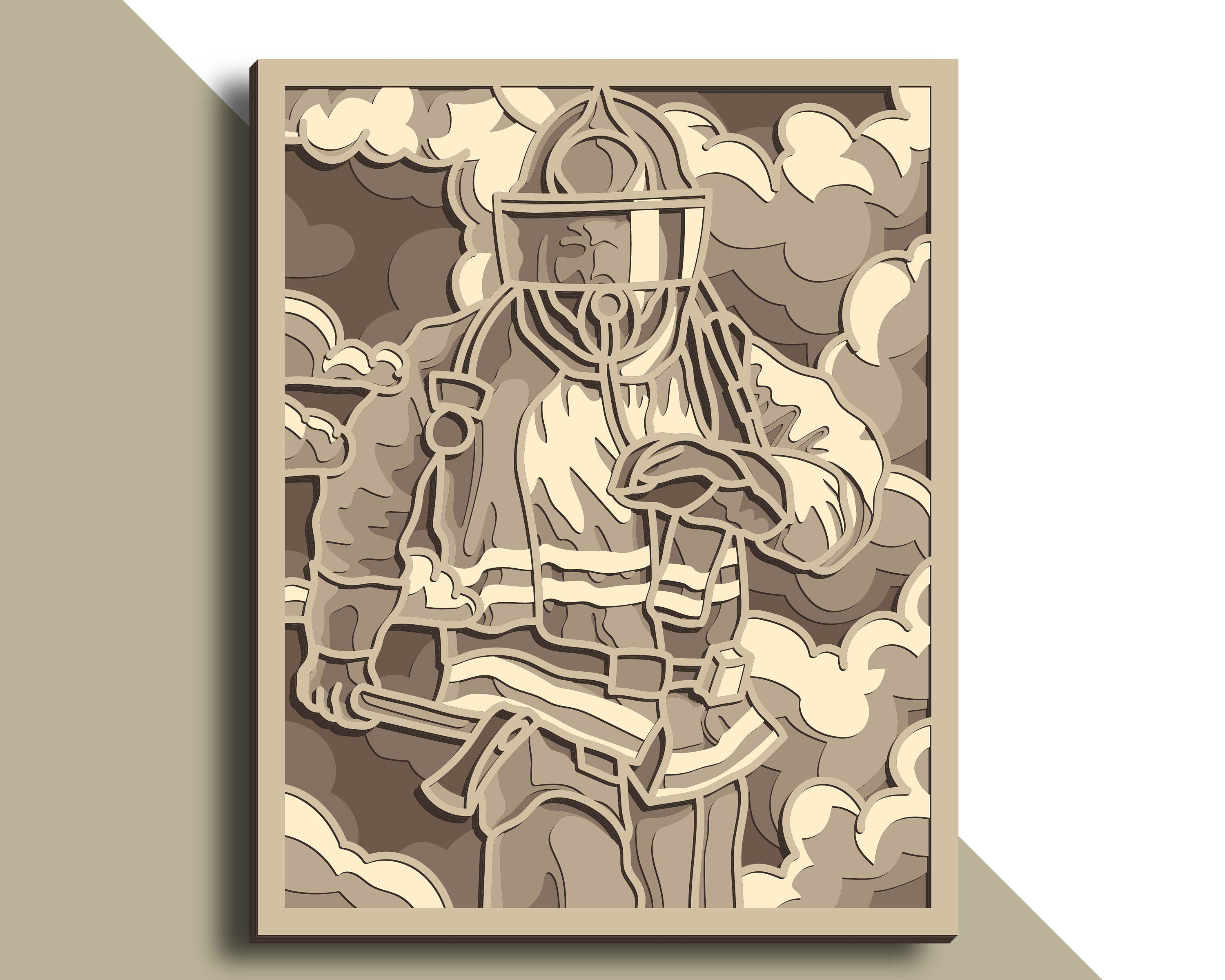 Firefighter Multilayer SVG. Laser Cut File. Layer Construction. Plywood ...