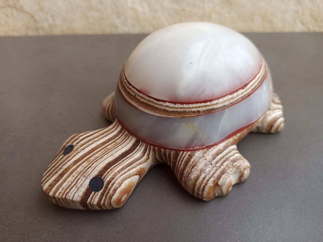 Hand Carved Stone Turtle Figurine, Agate Mineral Decor - Etsy