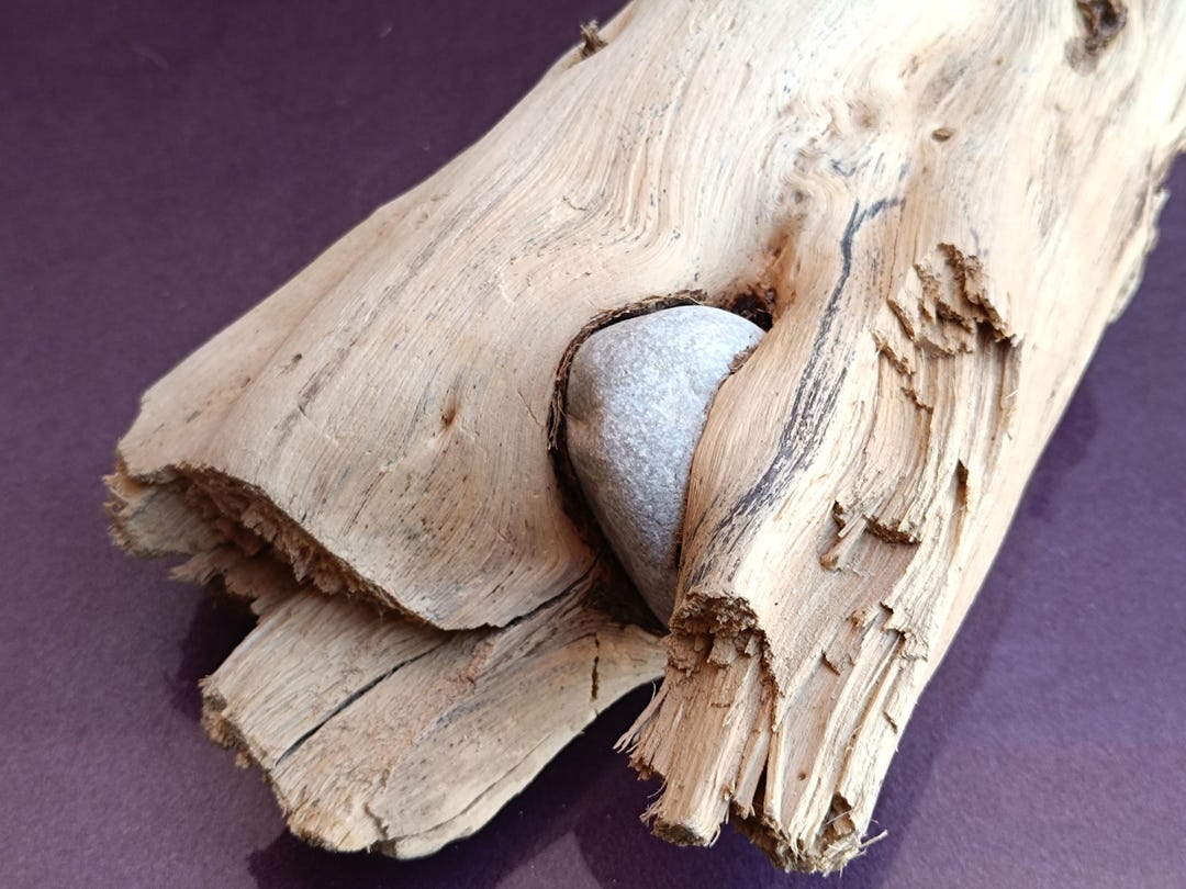 Beach Wishing Stone in Driftwood: Irish Hag Stone Amulet - Etsy