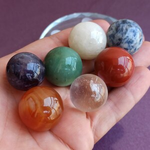 7 Chakra Set, Polished Stone Balls, Seven Chakras Stones, Carnelian ...