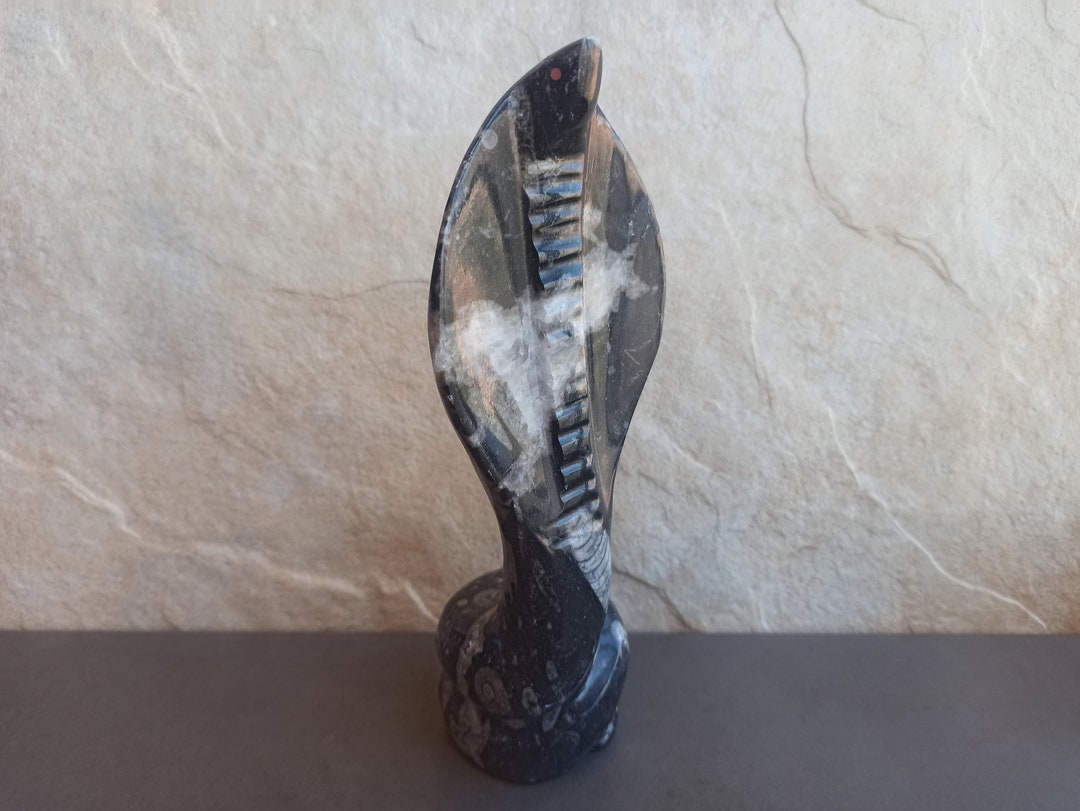 LARGE Stone Cobra Snake, Crystal Snake, Stone Snake, Stone Cobra ...
