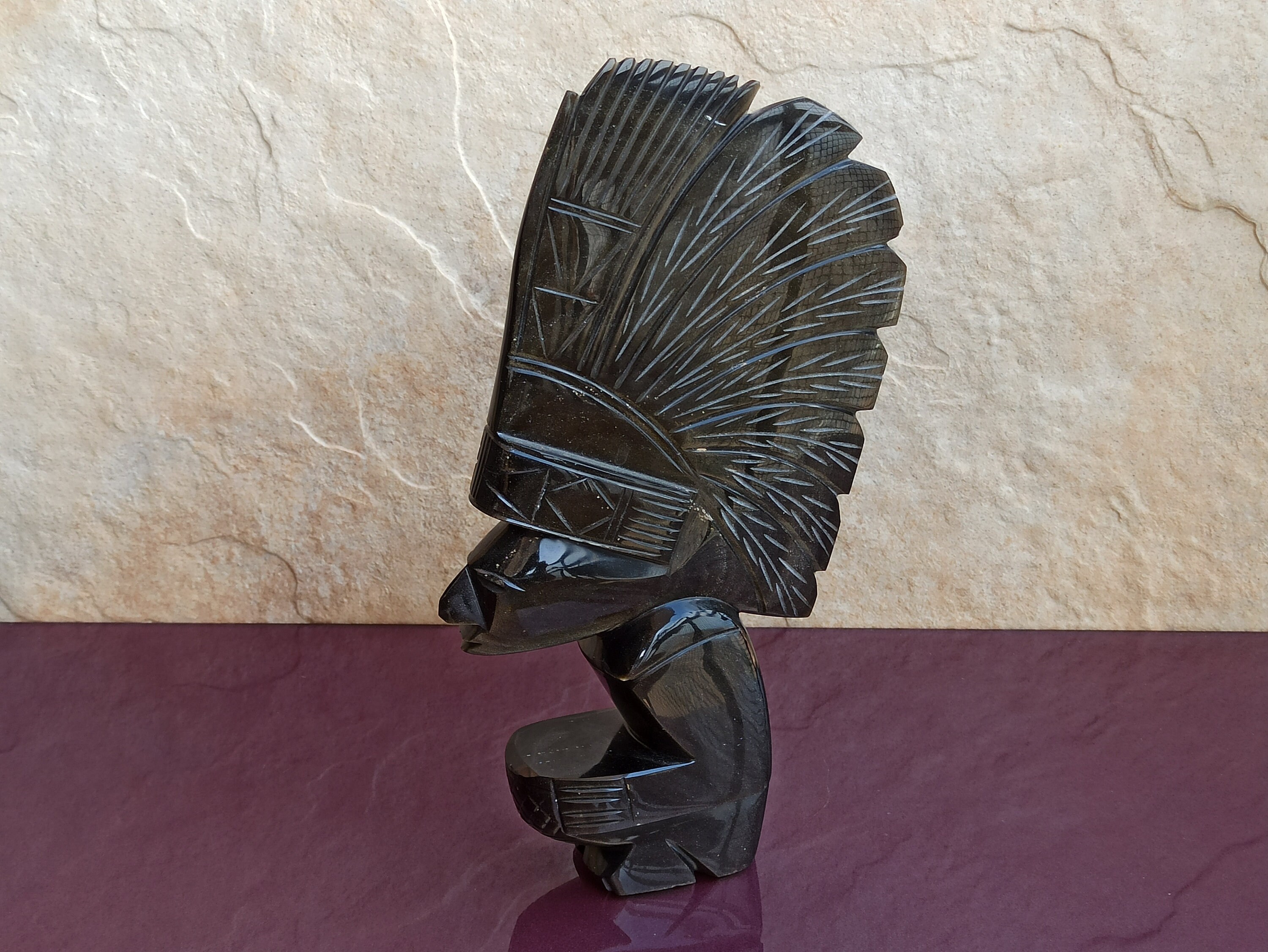 Black Obsidian Inca God Figurine, Obsidian Skull Huge, Carved Crystal ...