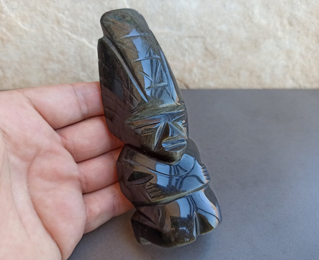 Obsidian Carved Figurine, Huge Black Obsidian Skull, Carved Crystal ...