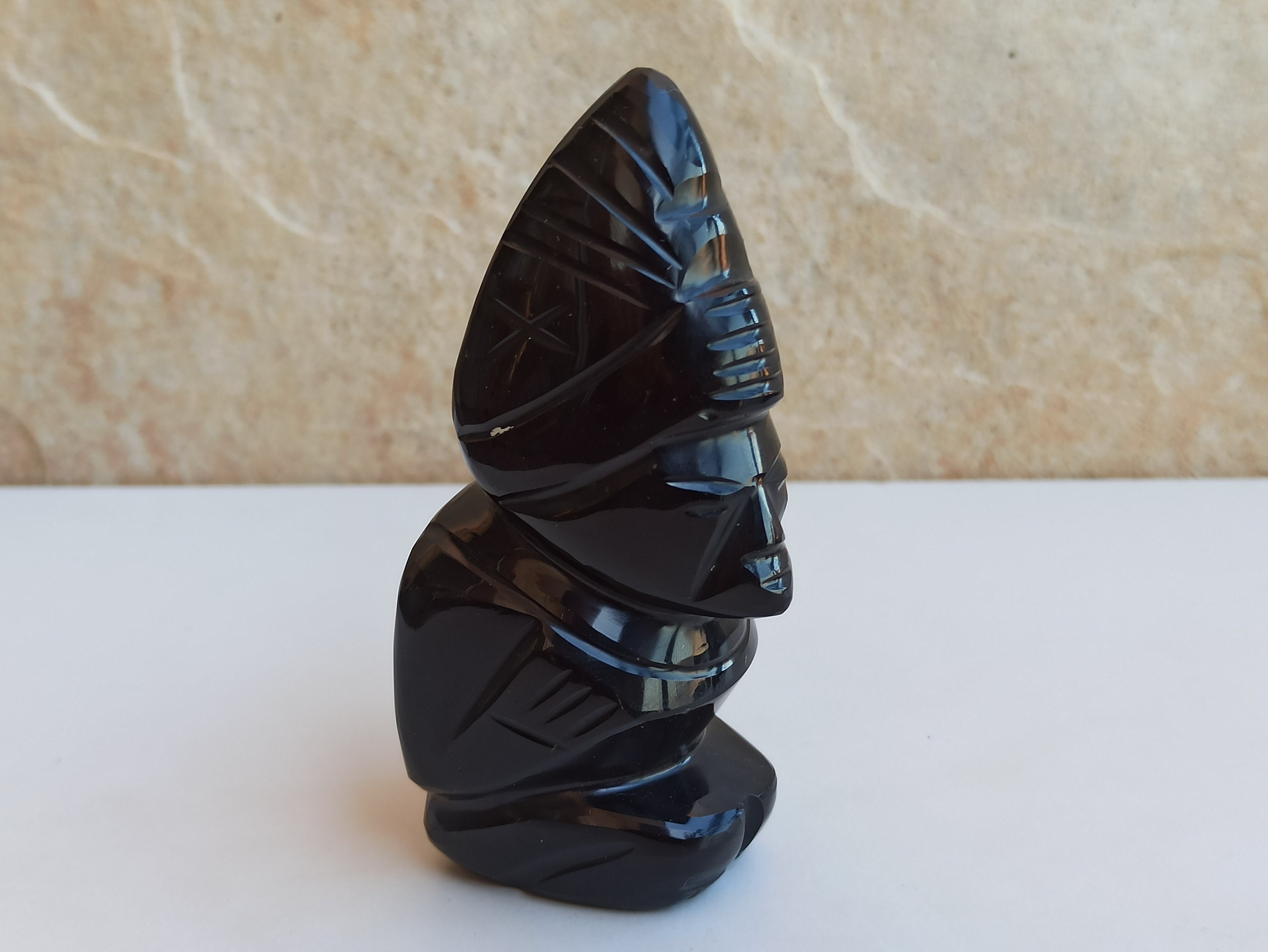 Black Obsidian Inca God Figurine, Obsidian Skull Huge, Carved Crystal ...