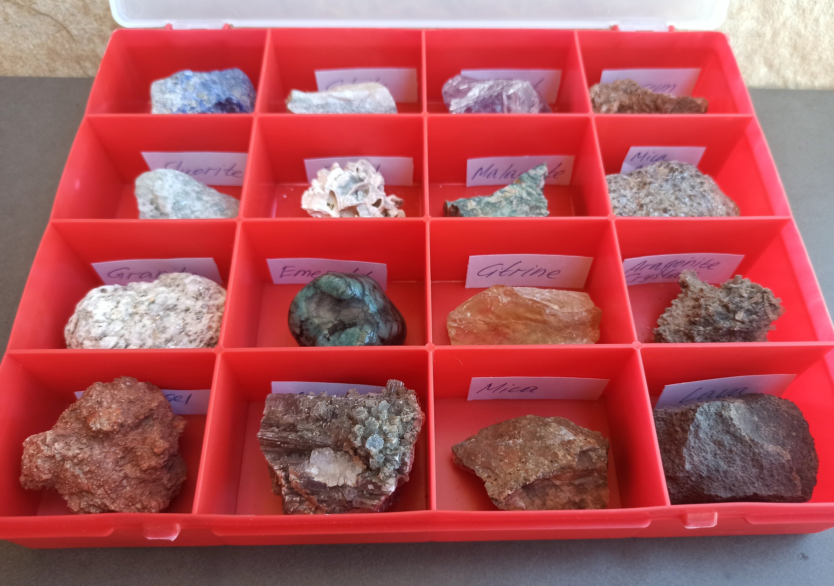 Minerals Collection Set of 16 Rock Set Fossil and Mineral - Etsy