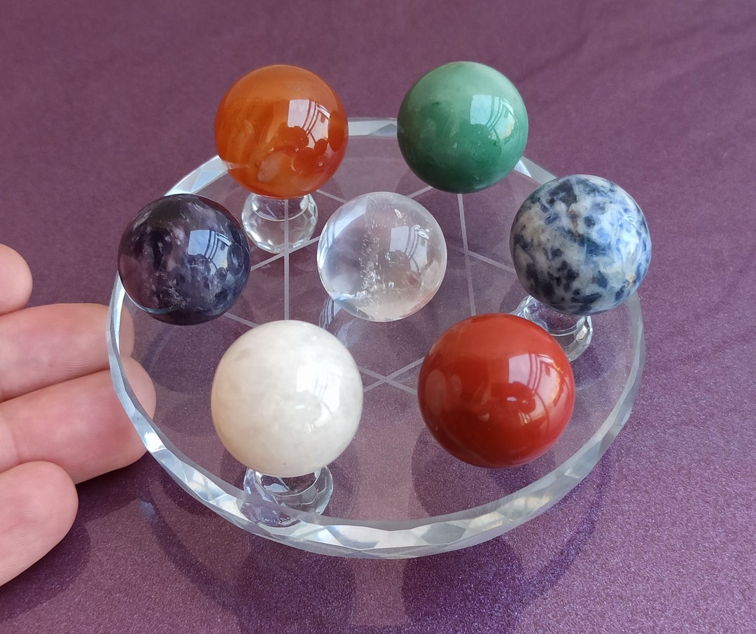 7 Chakra Set, Polished Stone Balls, Seven Chakras Stones, Carnelian ...