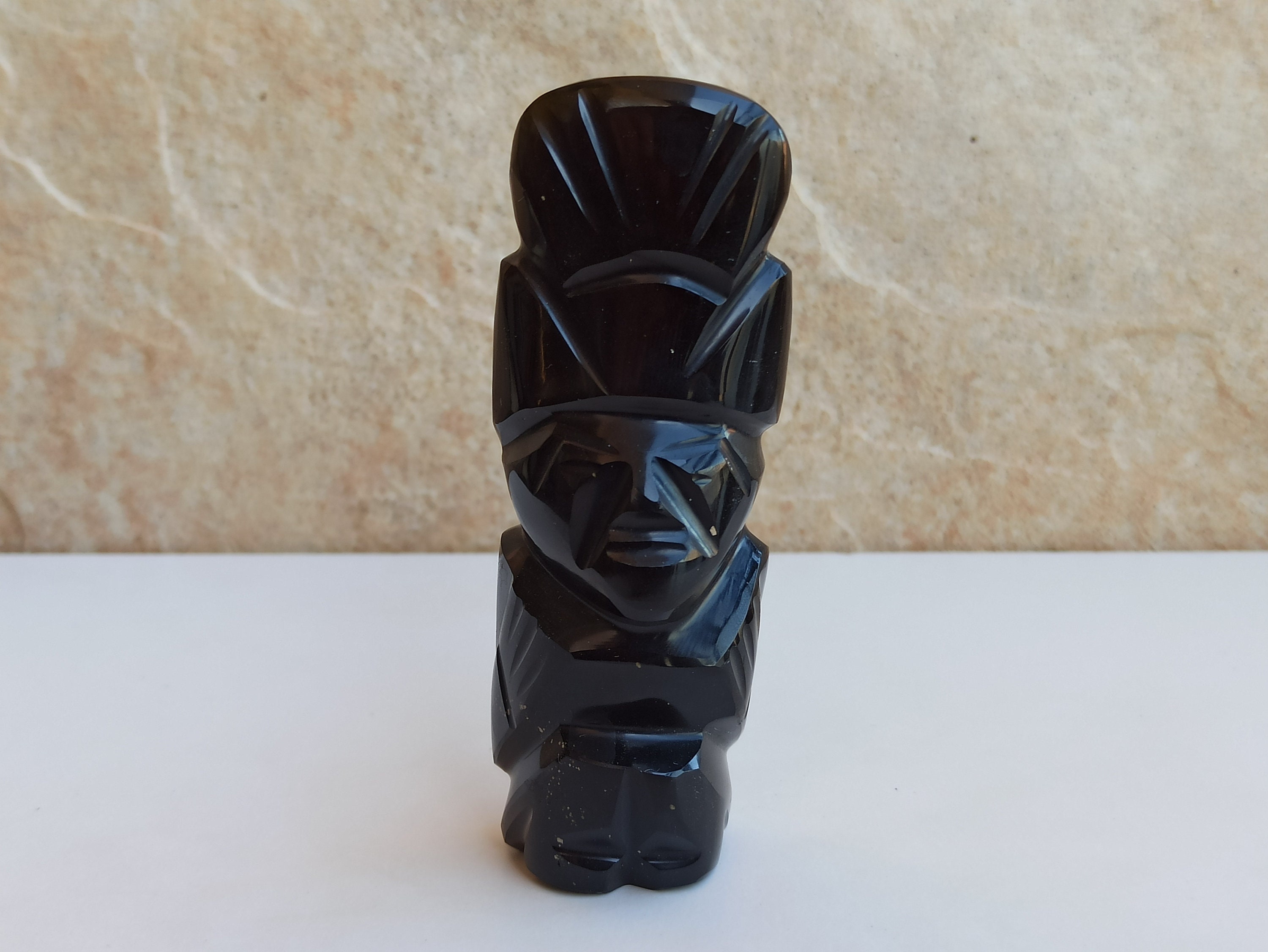 Black Obsidian Inca God Figurine: Hand Carved Crystal Sculpture - Etsy