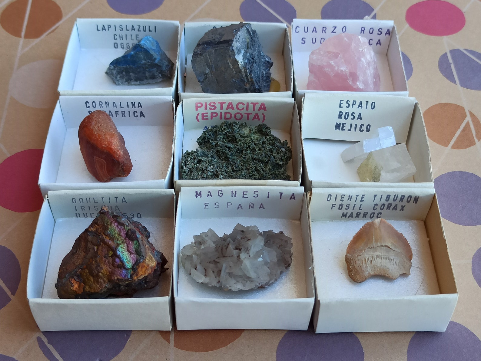 Minerals Collection, SET of 9, Lapis Lazuli, Galena, Quartz Rose ...