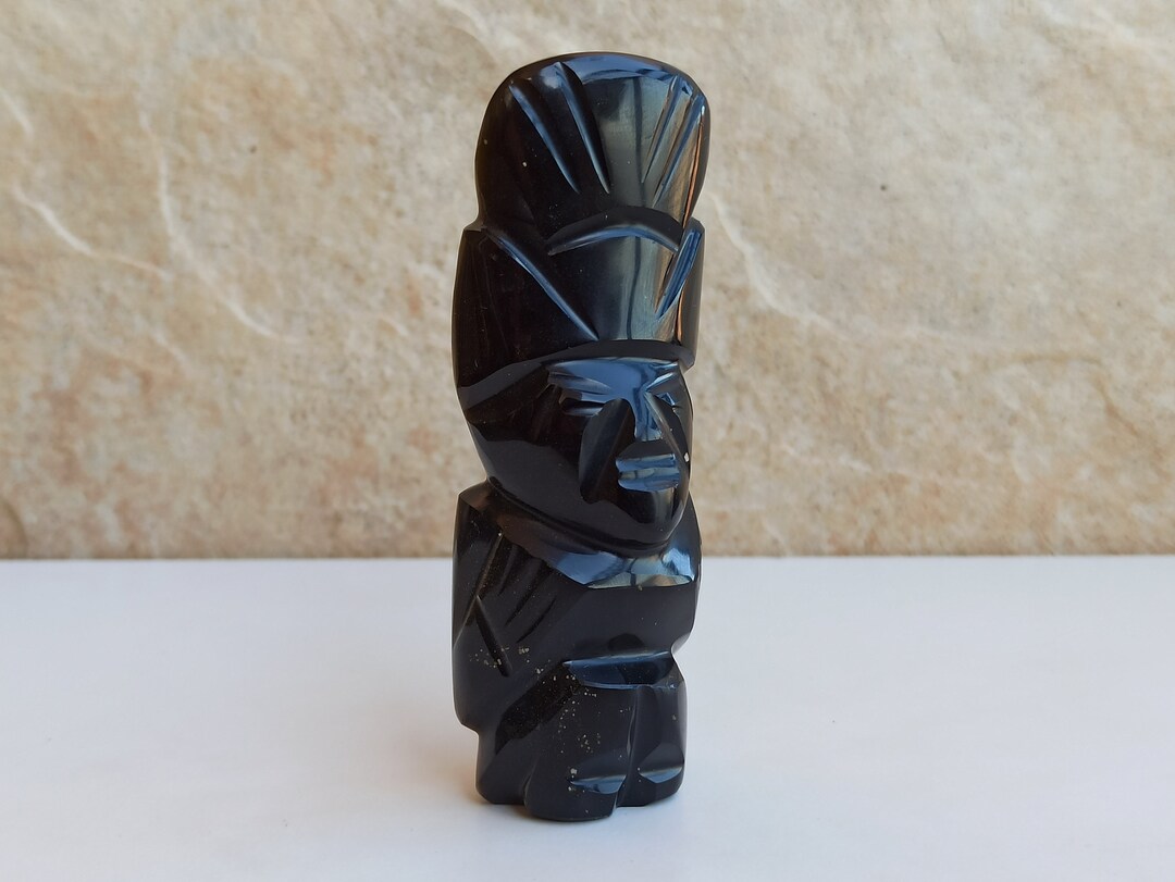Black Obsidian Inca God Figurine: Hand Carved Crystal Sculpture - Etsy
