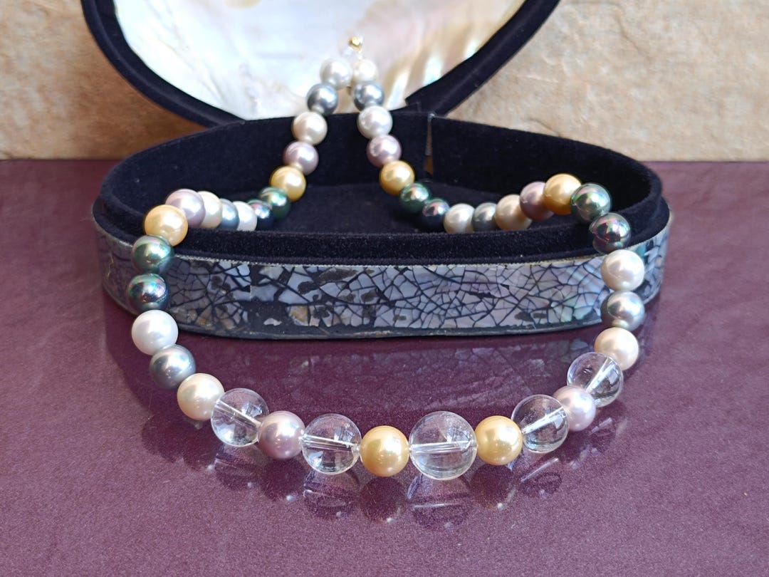 10mm 925 Silver Mallorca Pearl and Rock Crystal Necklace, Mallorca ...