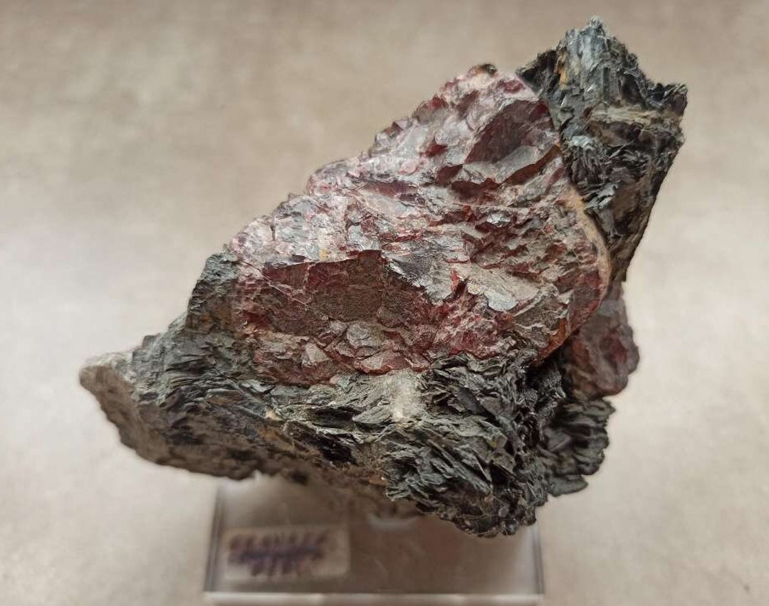 Raw Garnet With Mica on Stand, Mineral Collection Stone - Etsy