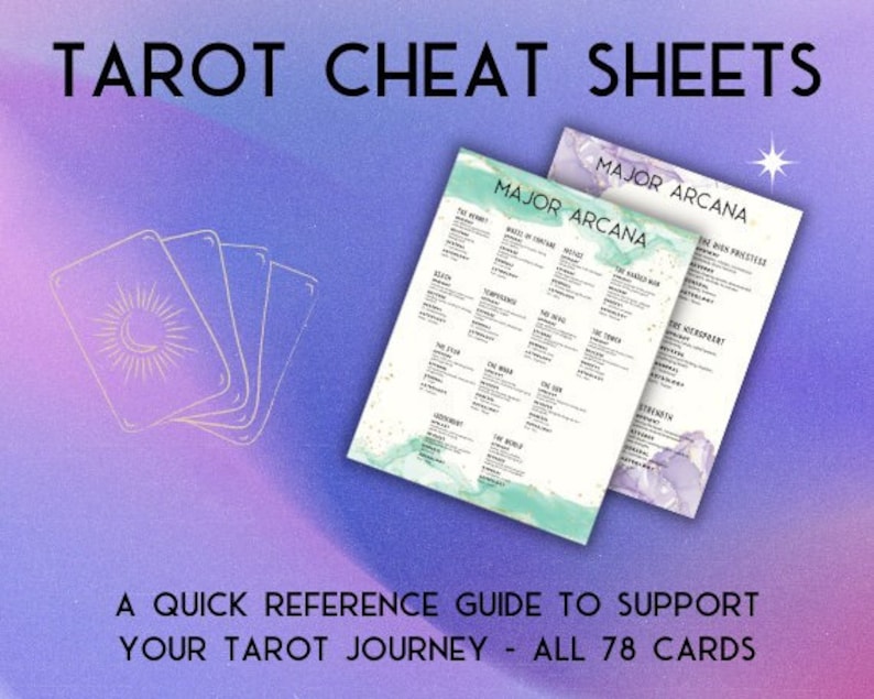 Tarot Cheat Sheet, Tarot Reference Guide, Tarot Beginnger, Printable ...