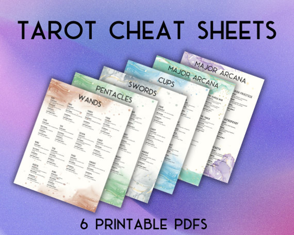 Tarot Cheat Sheet, Tarot Reference Guide, Tarot Beginnger, Printable ...