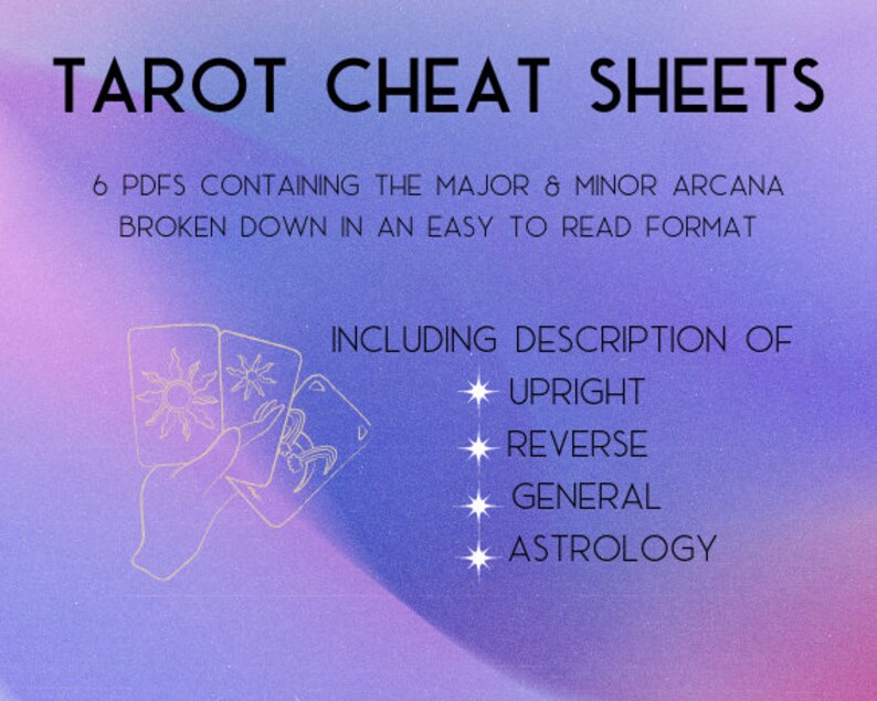 Tarot Cheat Sheet, Tarot Reference Guide, Tarot Beginnger, Printable ...
