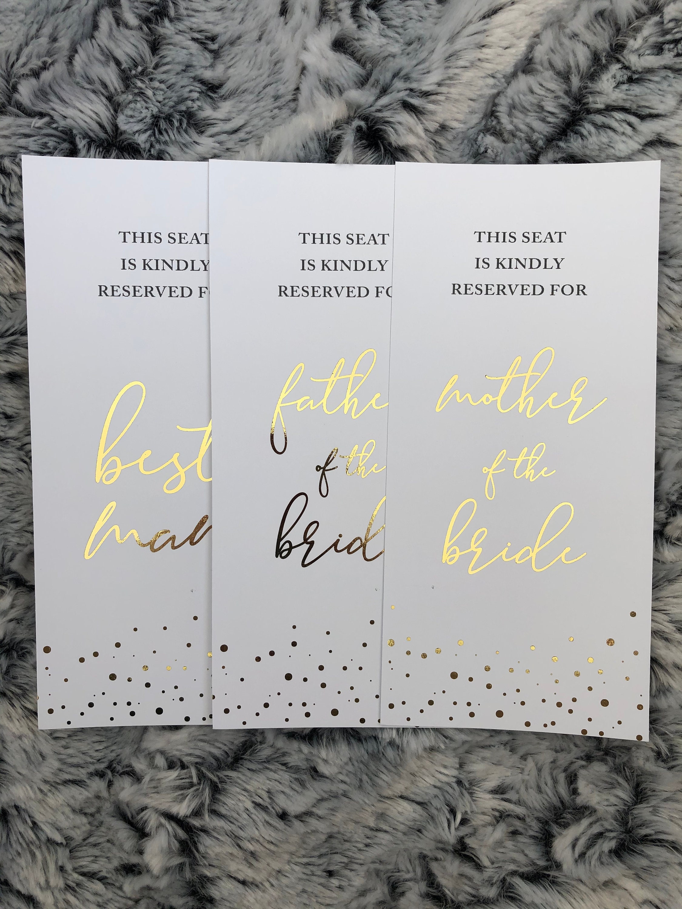 Foiled Seat Reservation Card Packs / Wedding Decor / Table Settings ...