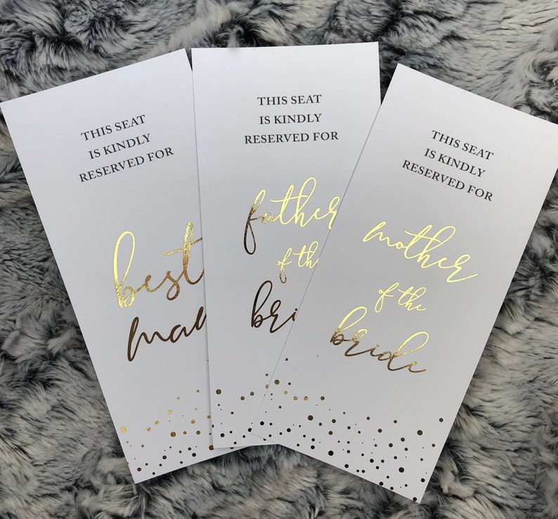 Foiled Seat Reservation Card Packs / Wedding Decor / Table Settings ...