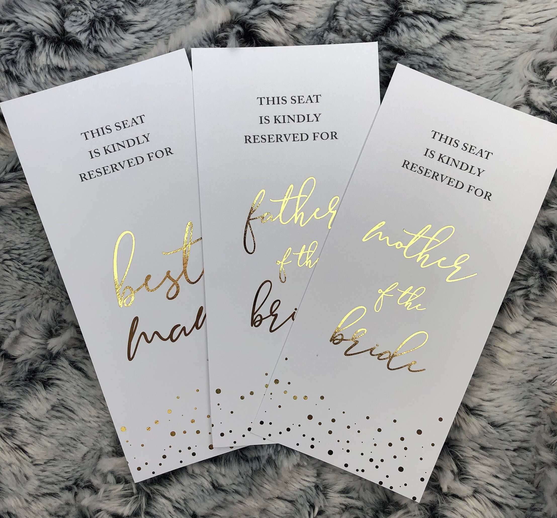 Foiled Seat Reservation Card Packs / Wedding Decor / Table Settings ...