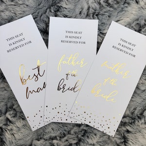 Foiled Seat Reservation Card Packs / Wedding Decor / Table | Etsy UK