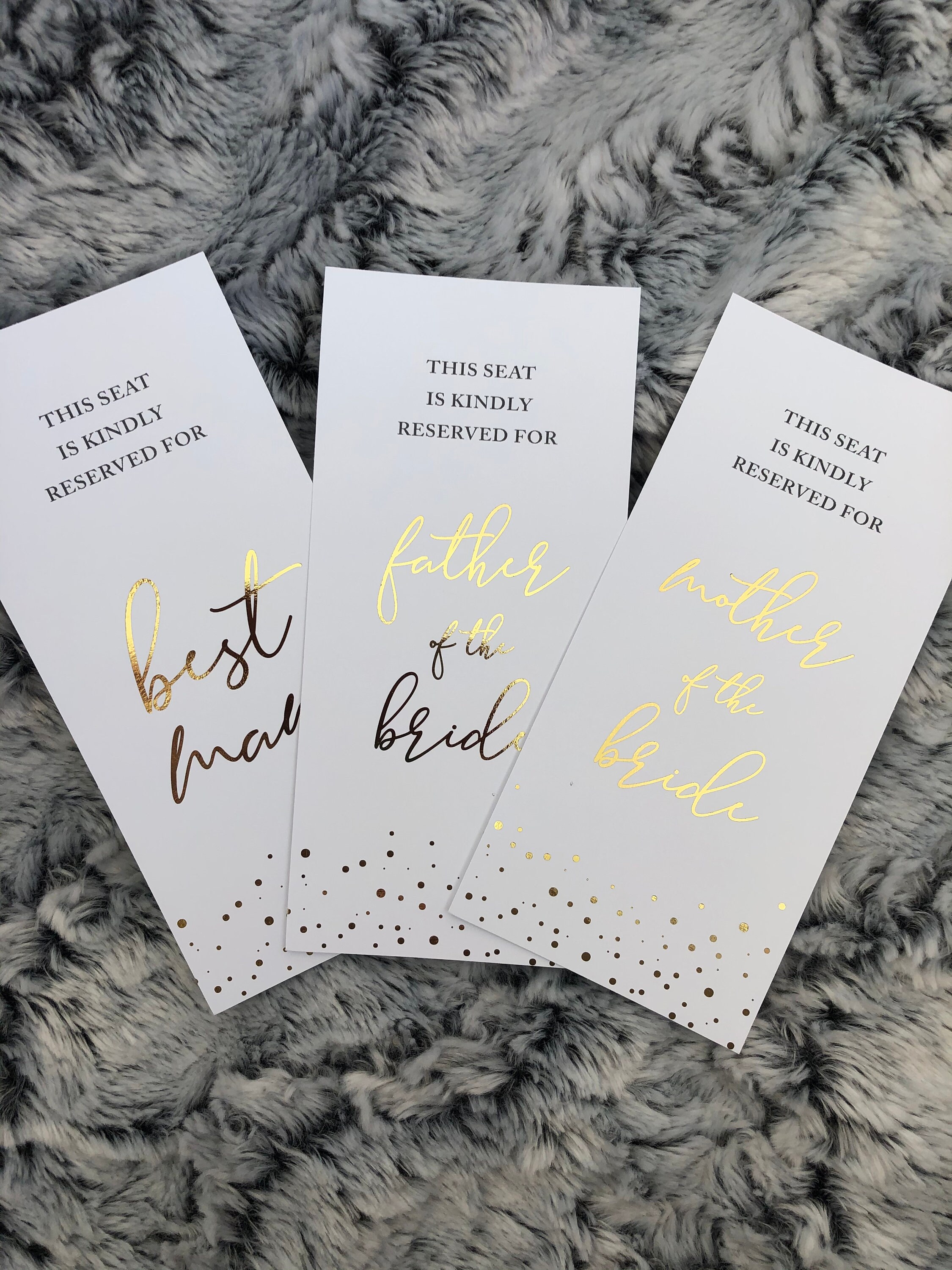 Foiled Seat Reservation Card Packs / Wedding Decor / Table Settings ...