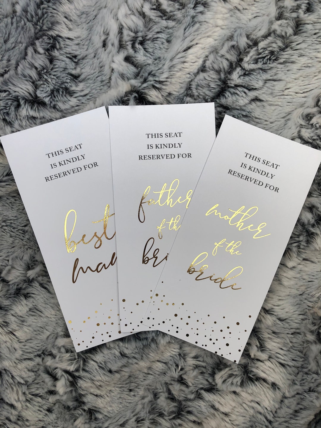 Foiled Seat Reservation Card Packs / Wedding Decor / Table Settings ...