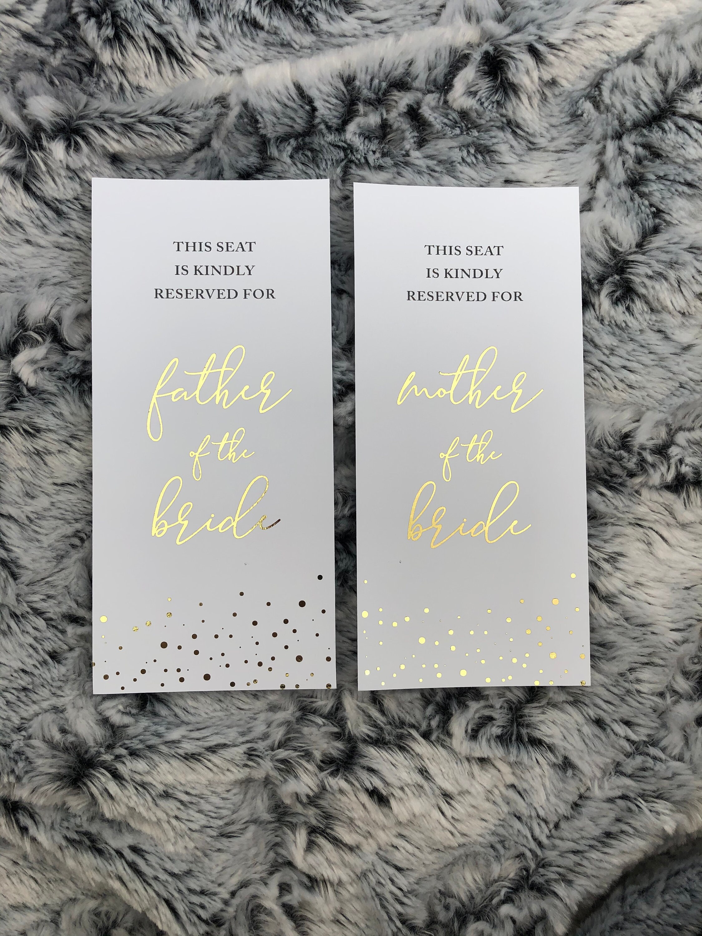 Foiled Seat Reservation Card Packs / Wedding Decor / Table Settings ...